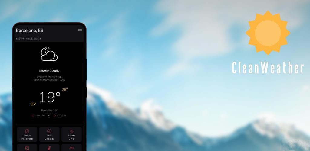 دانلود Clean Weather 2.9.5 – اپلیکیشن هواشناسی مینیمال دقیق برای اندروید