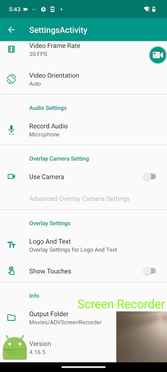دانلود ADV Screen Recorder 4.17.8 - ضبط فیلم آسان از صفحه گوشی اندروید